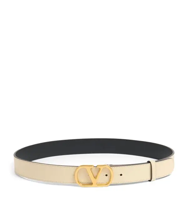 Valentino Garavani Leather Vlogo Signature Belt - Ivory