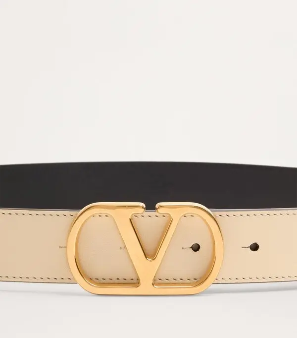 Valentino Garavani Leather Vlogo Signature Belt - Ivory