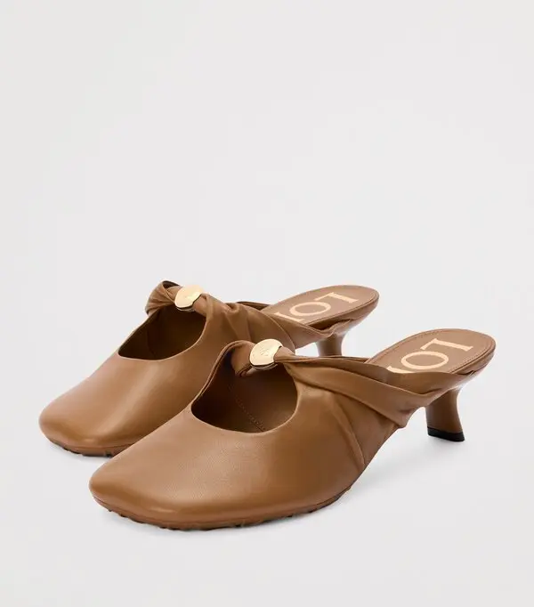 Loewe Lambskin Pebble Mules - Brown