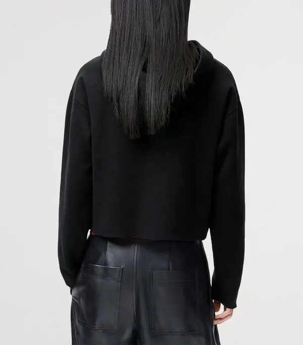 Loewe Wool Leather-pocket Hoodie - Black