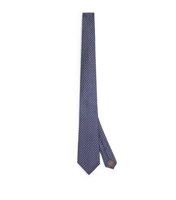 Canali Silk Jacquard Neck Tie - Navy