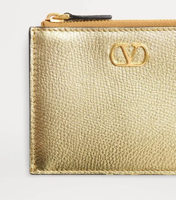 Valentino Garavani Leather Vlogo Coin And Card Holder - Gold