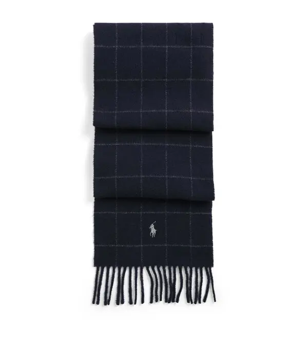 Polo Ralph Lauren Cashmere Polo Pony Fringe Scarf - Black