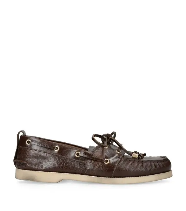 GOLDEN GOOSE Leather Boat Shoes - Brown