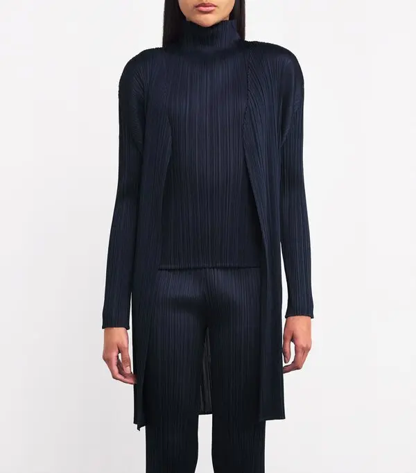 Issey Miyake Pleated Coat - Navy