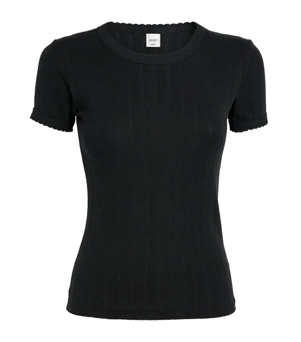 LESET Slim Fit Pointelle T-shirt - Black