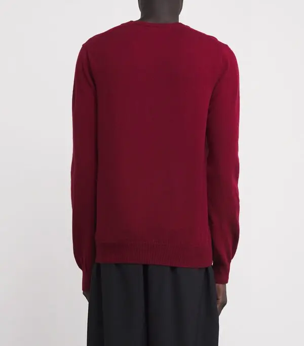 Play Comme Des Garcon Wool V-neck Sweater - Burgundy