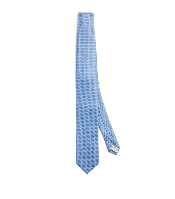 Eton Geometric Woven Silk Tie - Blue