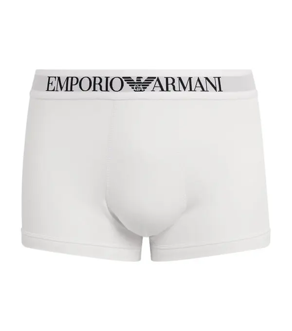 Emporio Armani Stretch-cotton Logo Trunks - White