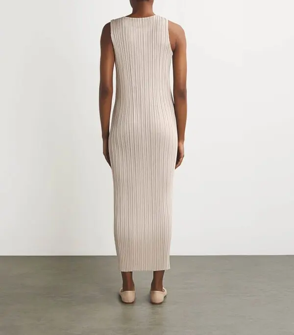Issey Miyake Pleated Maxi Dress - Beige
