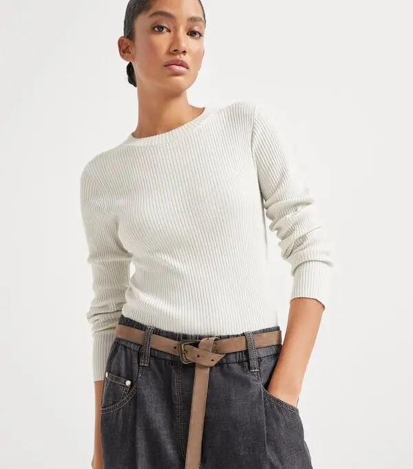 Brunello Cucinelli Suede Belt With Monili Beading - Brown