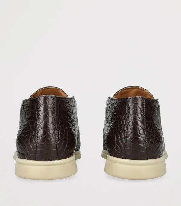 BROTINI Alligator Skin Ankle Boots - Brown