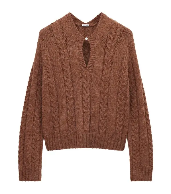 Loewe Wool Cable-knit Sweater - Brown