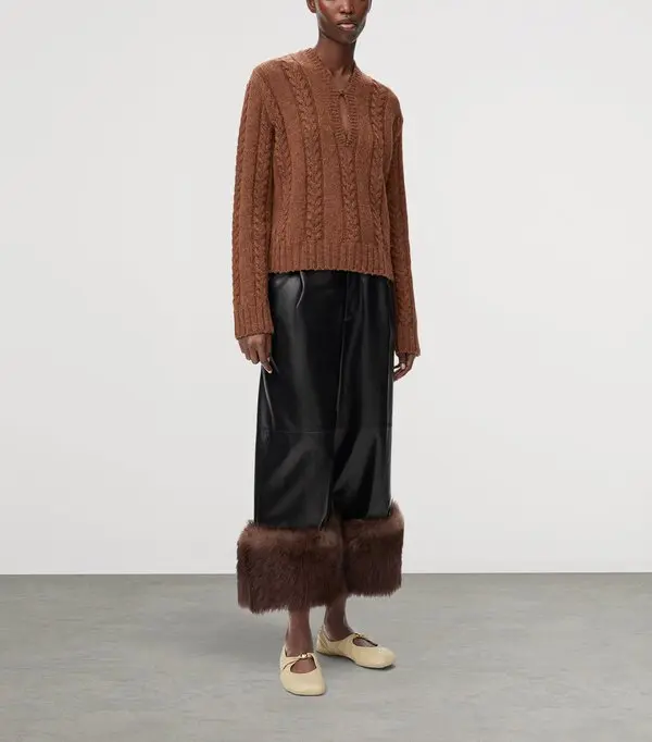 Loewe Wool Cable-knit Sweater - Brown