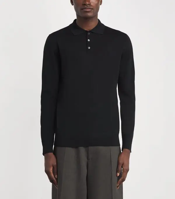 Barena Venezia Merino Knit Polo Shirt - Black