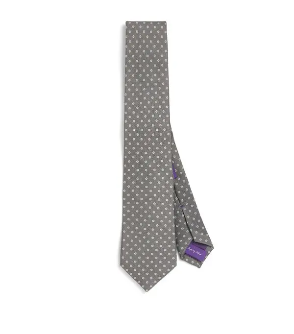 Ralph Lauren Purple Label Cashmere-silk Jacquard Neck Tie - Grey