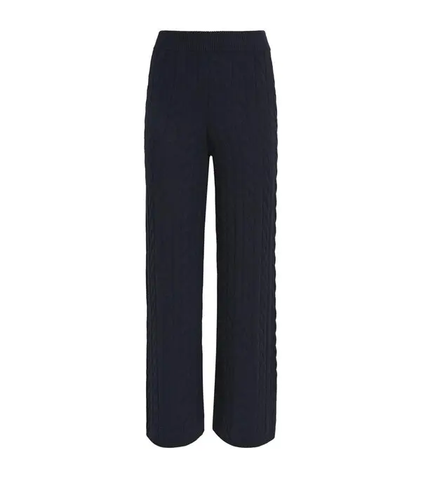 Soft Goat Cashmere Cable-knit Sweatpants - Navy