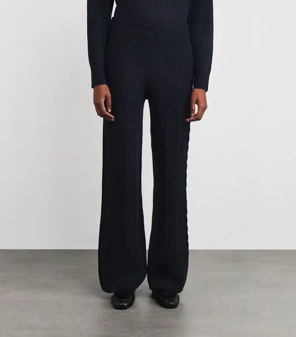 Soft Goat Cashmere Cable-knit Sweatpants - Navy