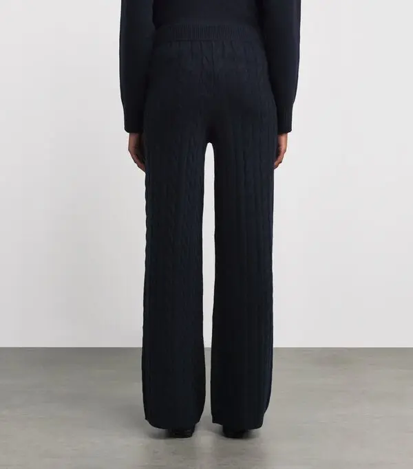 Soft Goat Cashmere Cable-knit Sweatpants - Navy