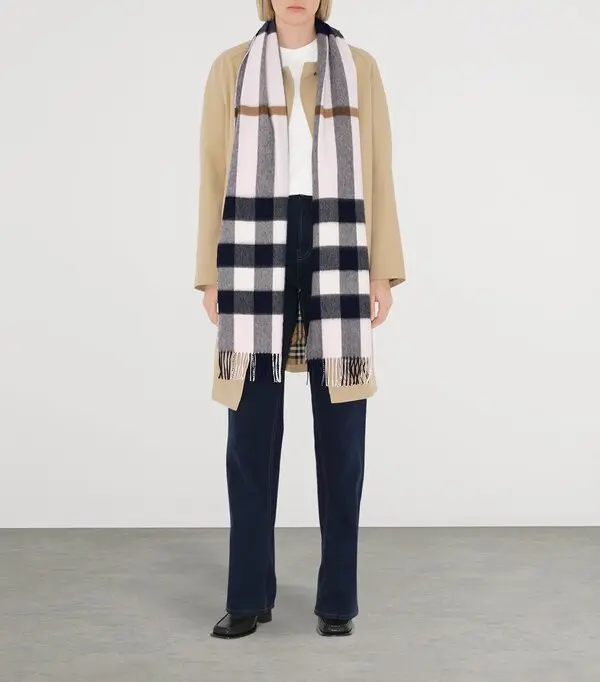 Burberry Cashmere Check Scarf - Pink