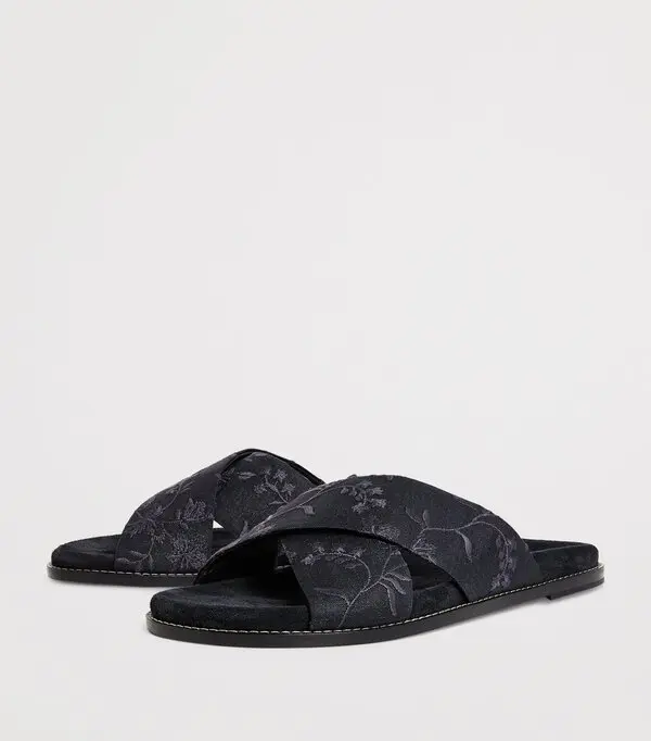 Eleventy Embroidered Crossover Slides - Black
