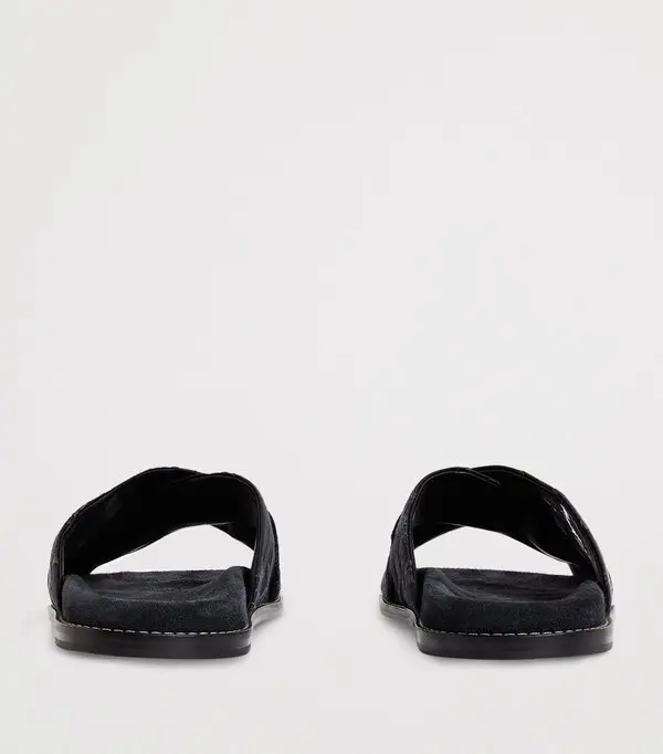 Eleventy Embroidered Crossover Slides - Black