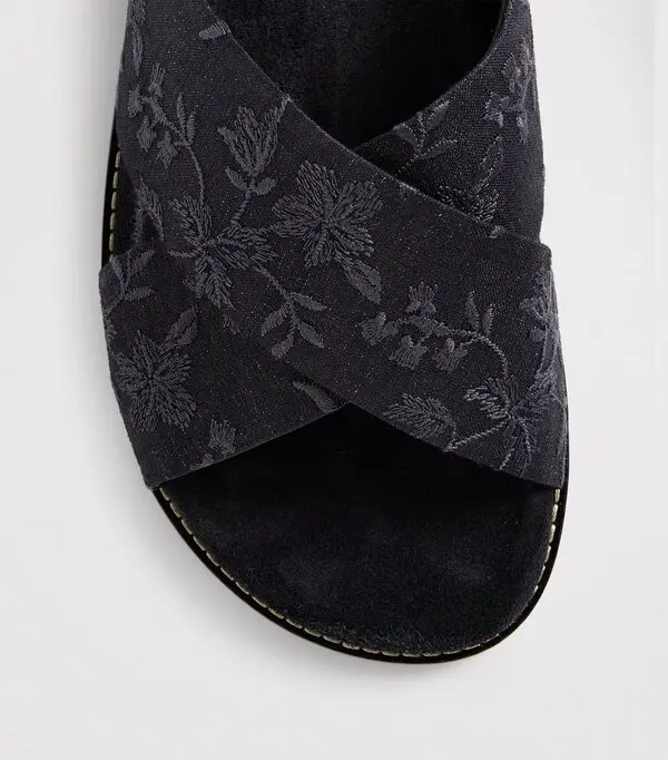 Eleventy Embroidered Crossover Slides - Black
