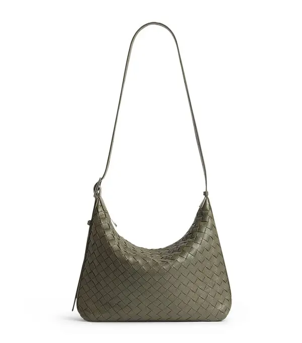 Bottega Veneta Leather Intrecciato Traveller Cross-body Bag - Green