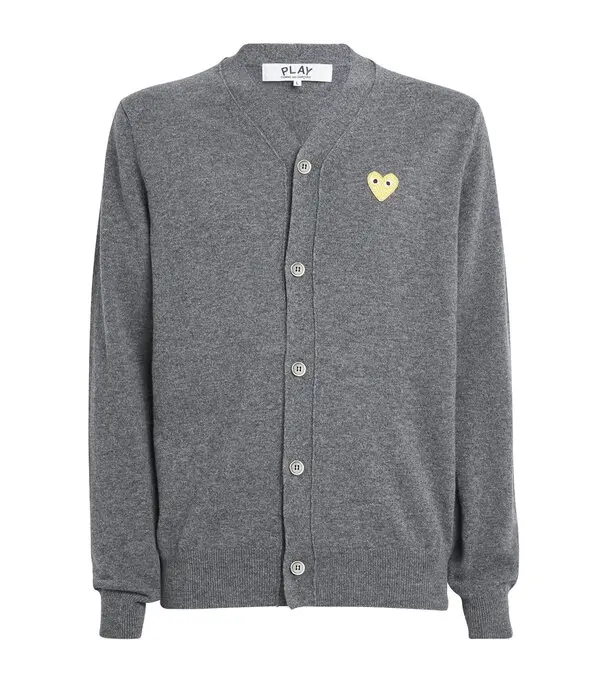 Play Comme Des Garcon Wool Heart Cardigan - Grey