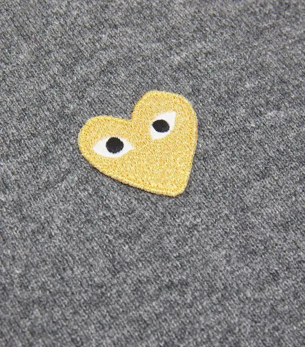 Play Comme Des Garcon Wool Heart Cardigan - Grey