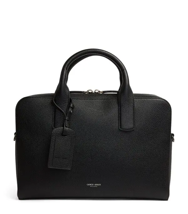 Giorgio Armani Leather Briefcase - Black