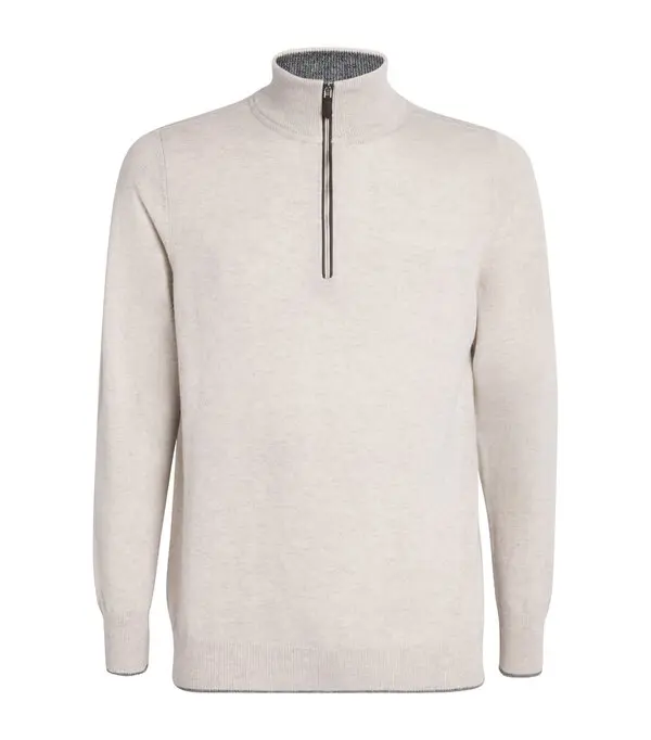 N.peal Cashmere Quarter-zip Carnaby Sweater - Grey