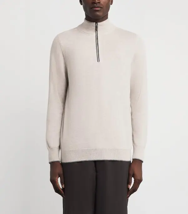 N.peal Cashmere Quarter-zip Carnaby Sweater - Grey