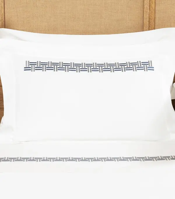 Frette Basket Weave Oxford Pillow Sham - Blue
