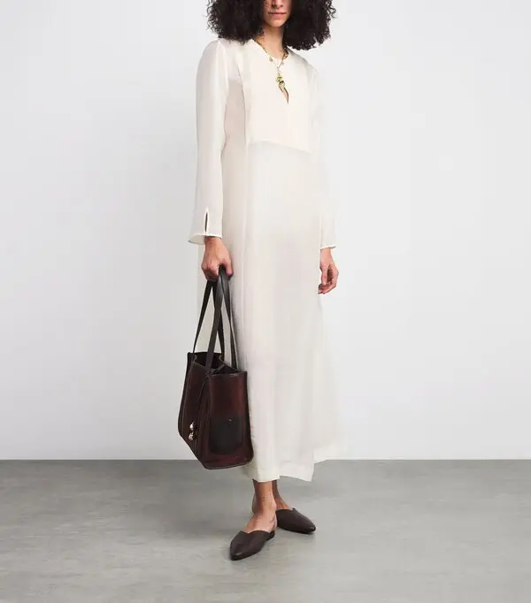 Tory Burch Linen-silk Pleated Midi Kaftan - Ivory