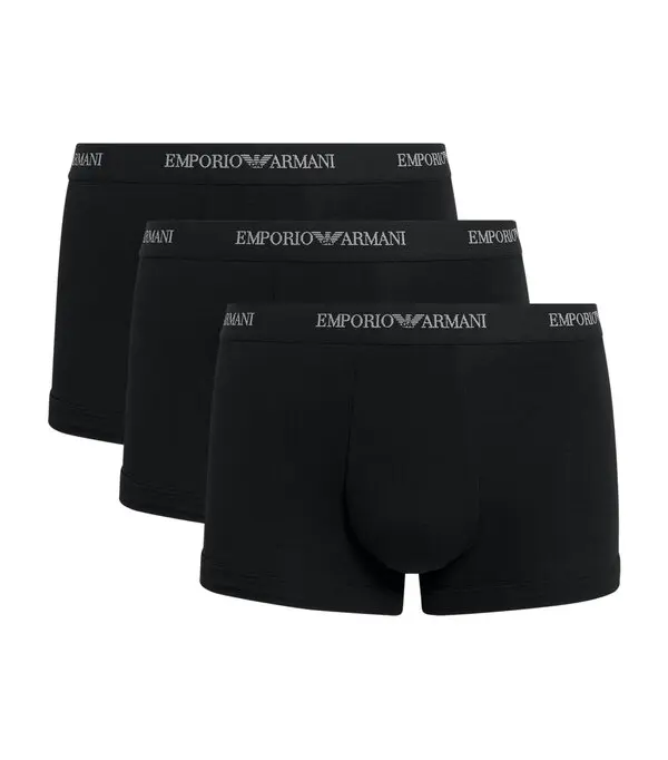 Emporio Armani Stretch-cotton Logo Trunks - Black