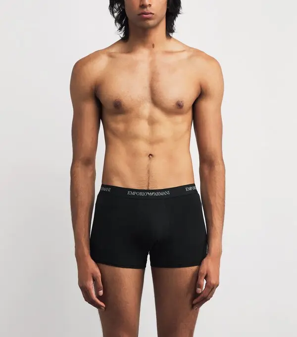 Emporio Armani Stretch-cotton Logo Trunks - Black