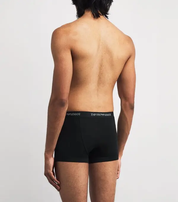 Emporio Armani Stretch-cotton Logo Trunks - Black