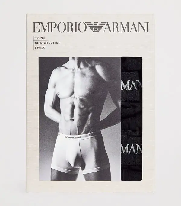 Emporio Armani Stretch-cotton Logo Trunks - Black
