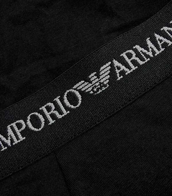 Emporio Armani Stretch-cotton Logo Trunks - Black