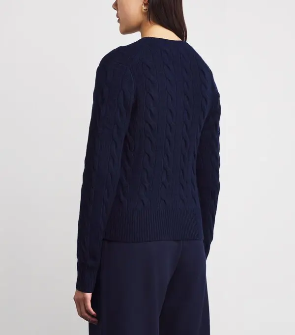 Polo Ralph Lauren Wool-cashmere Cable-knit Cardigan - Navy