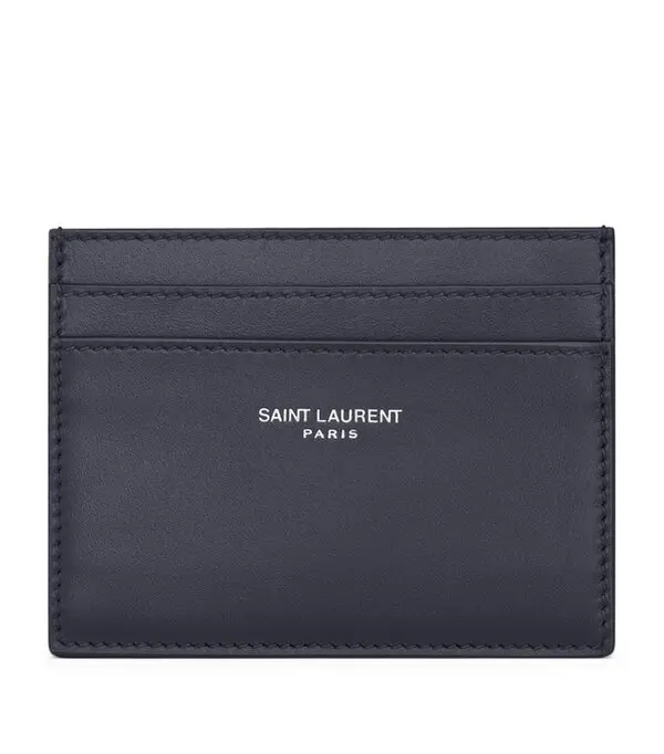 Saint Laurent Leather Logo Card Holder - Blue