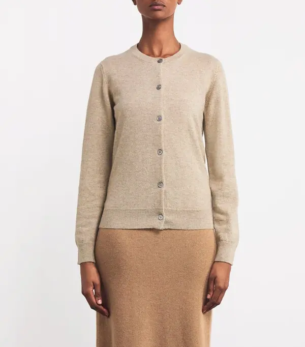 Harrods Cashmere Crew-neck Cardigan - Beige