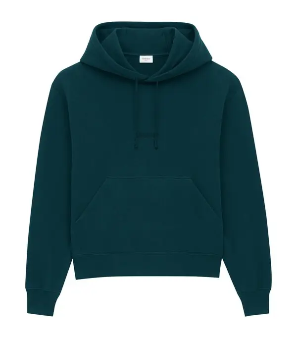 Saint Laurent Cotton Logo Embroidered Hoodie - Green