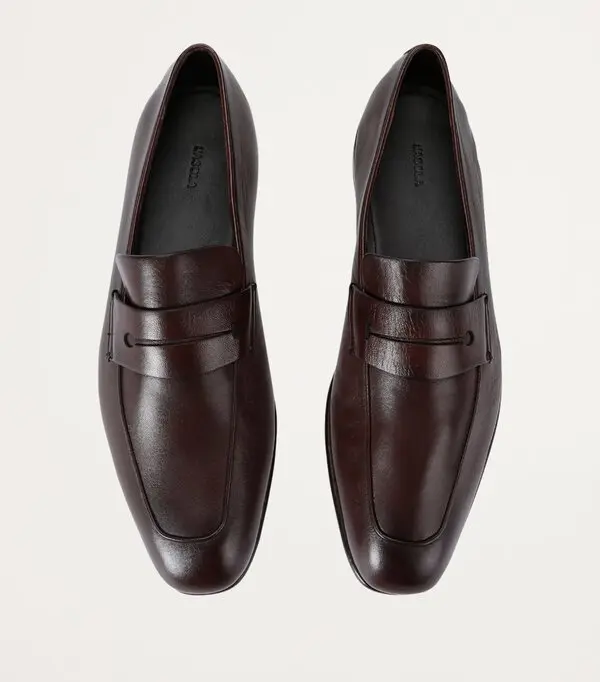 Zegna Leather L'asola Loafers - Black