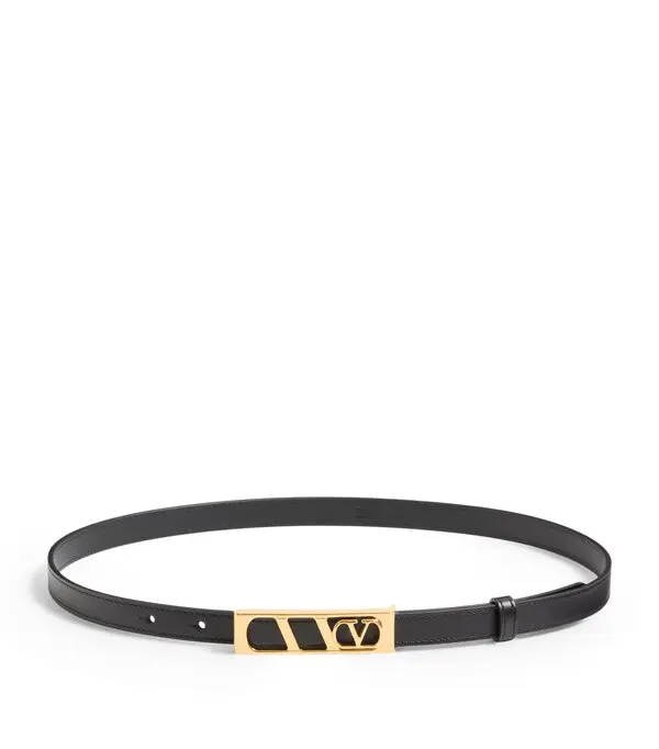 Valentino Garavani Leather Vlogo Signature Belt - Black