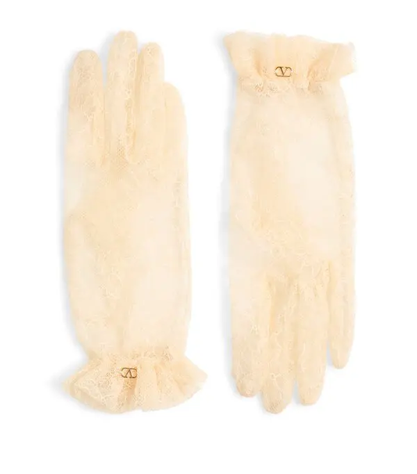 Valentino Garavani Lace Vlogo Signature Gloves - Nude