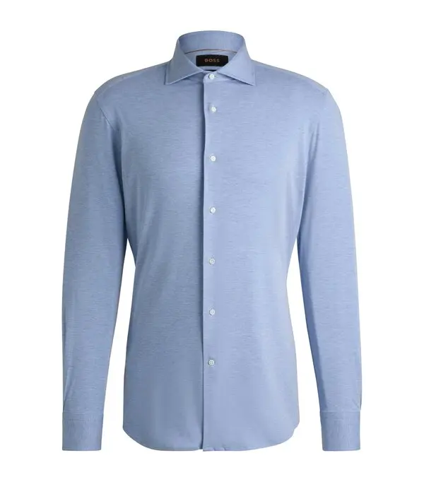 BOSS Stretch-cotton Slim Shirt - Blue