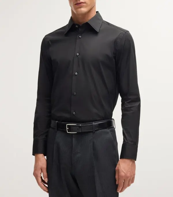 BOSS Stretch-cotton Slim Shirt - Black