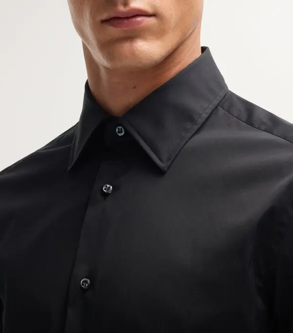 BOSS Stretch-cotton Slim Shirt - Black